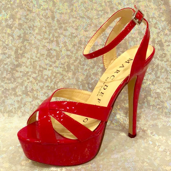 Marc De Fang | Shoes | Marc Defang Red High Heels Size 65 Pageant Prom ...